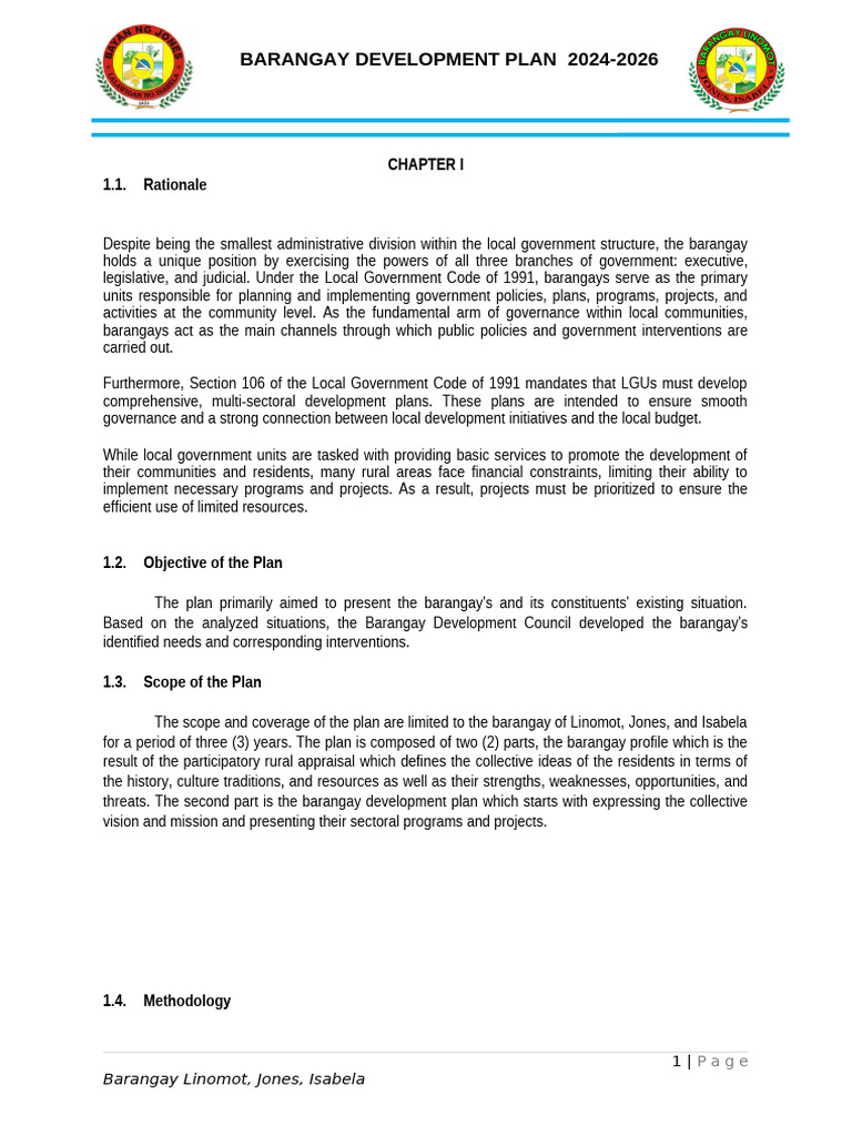 Barangay Linomot Development Plan | PDF | Waste | Festival