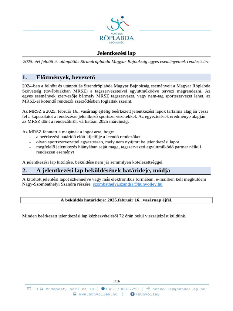Verseny Rendezés!jelentkezési Lap - 2025 | PDF