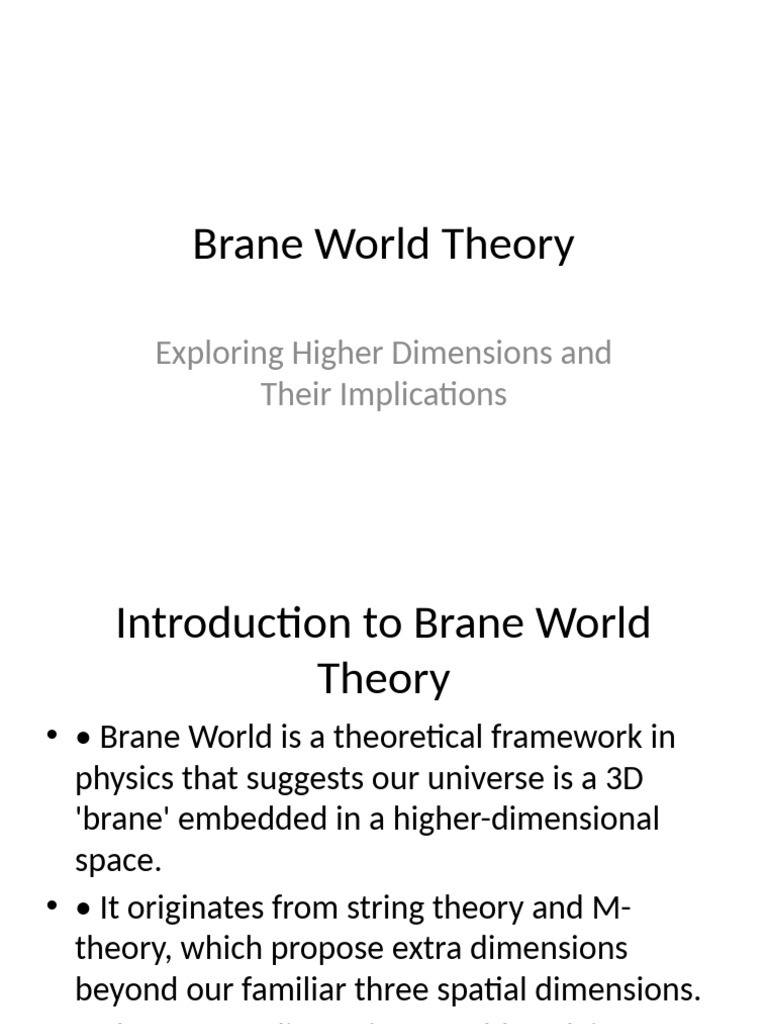 Brane World Theory | PDF