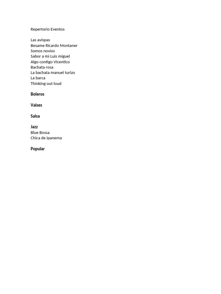 Ejemplos de Repertorio Musical | PDF