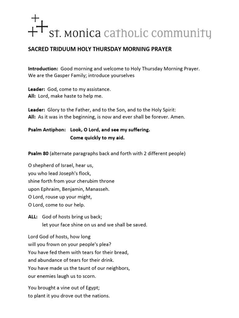 Sacred Triduum Holy Thursday Morning Prayer | PDF | Glory (Religion ...