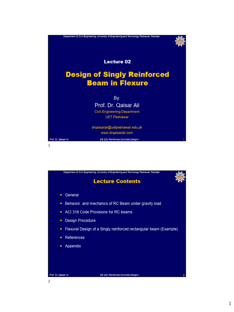 Lecture 02-Design of Singly Reinforced Beam in Flexure (Updated) | PDF ...