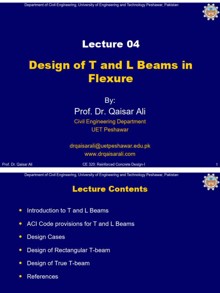 Lecture 04-Design of T and L Section Beams in Flexure (Updated 16-05 ...