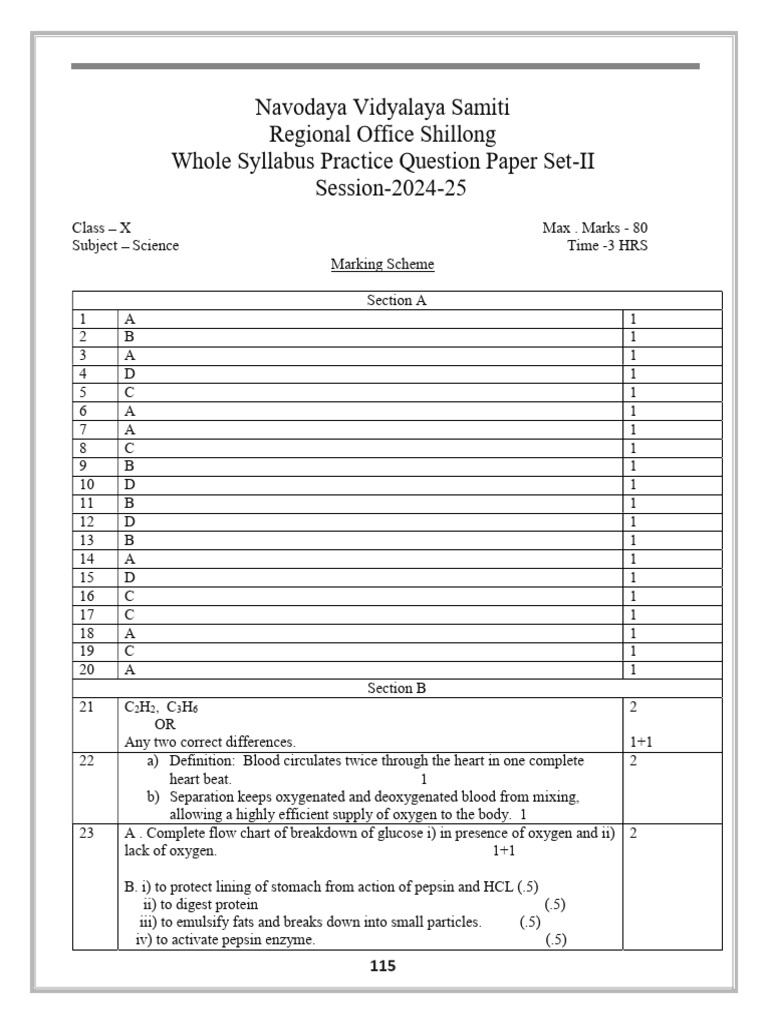 navodaya_sample2-answers | PDF | Carbon Dioxide