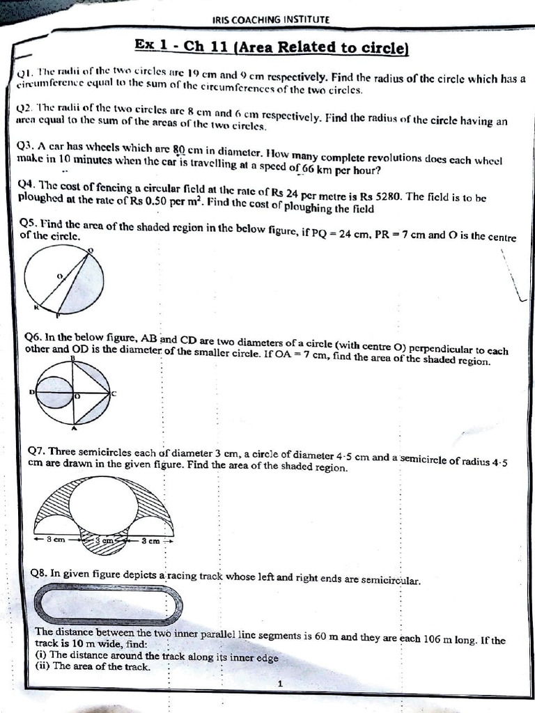 Circle class 10 | PDF | Area | Geometric Shapes