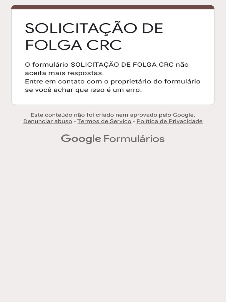 Formulário de Solicitação de Folga CRC | PDF