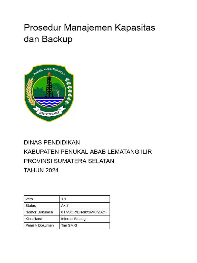 [a.12] Prosedur Manajemen Kapasitas Dan Backup (1).Docx | PDF