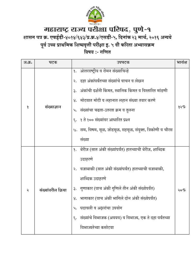 MARATHI MEDIUM - 5th - MATHS | PDF