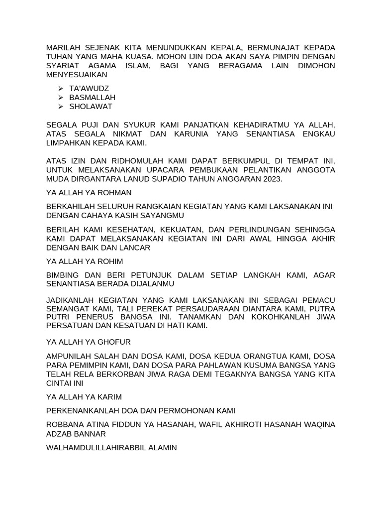 Doa AMD Saka Dirga | PDF