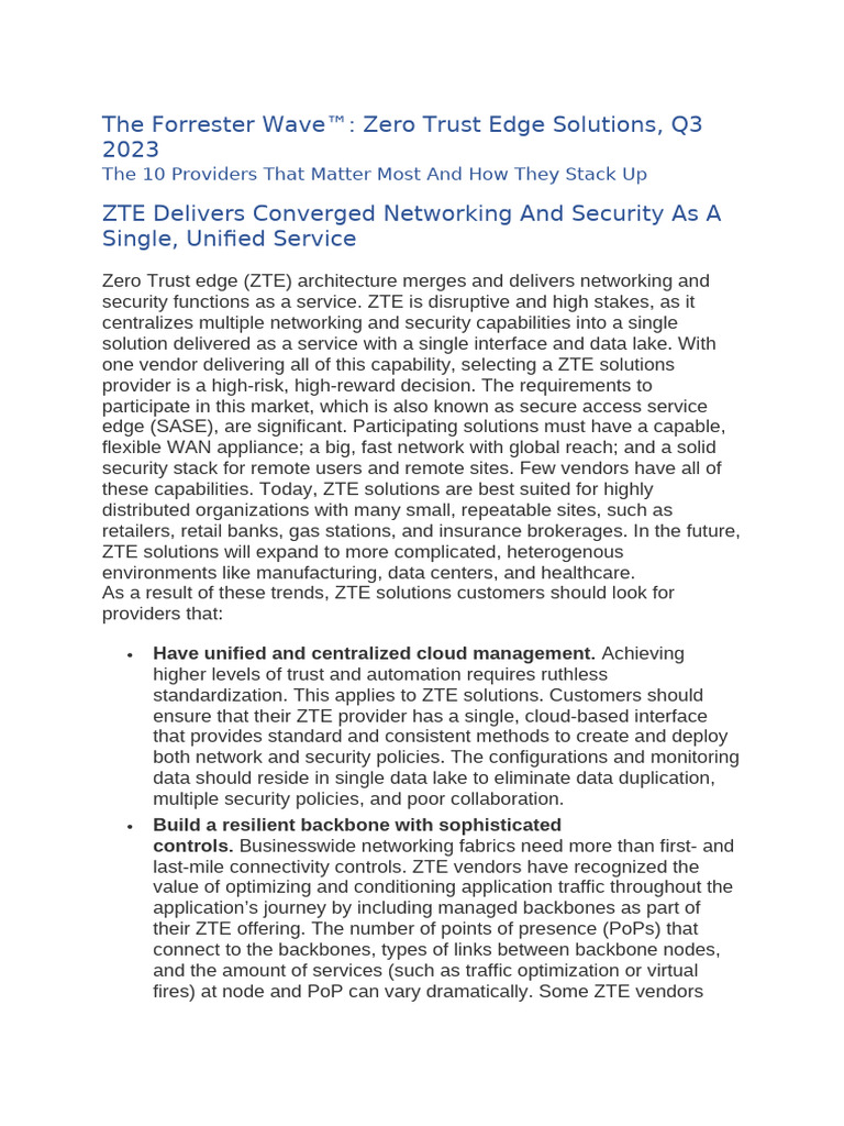 Forrester Wave Zero Trust Edge Solutions | PDF | Cloud Computing | Computing