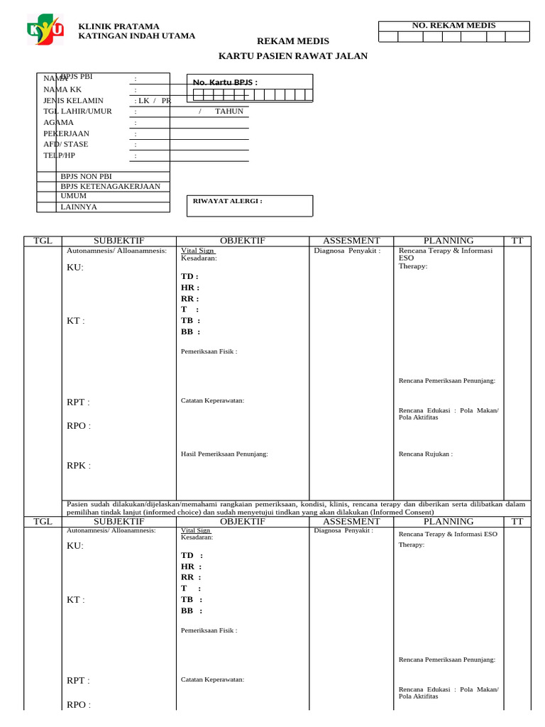 Form Rekam Medis Rawat Jalan | PDF