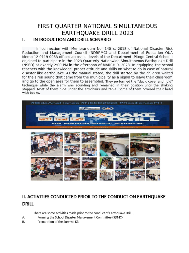 First Quarter National Simultaneous | PDF | Emergency Management ...