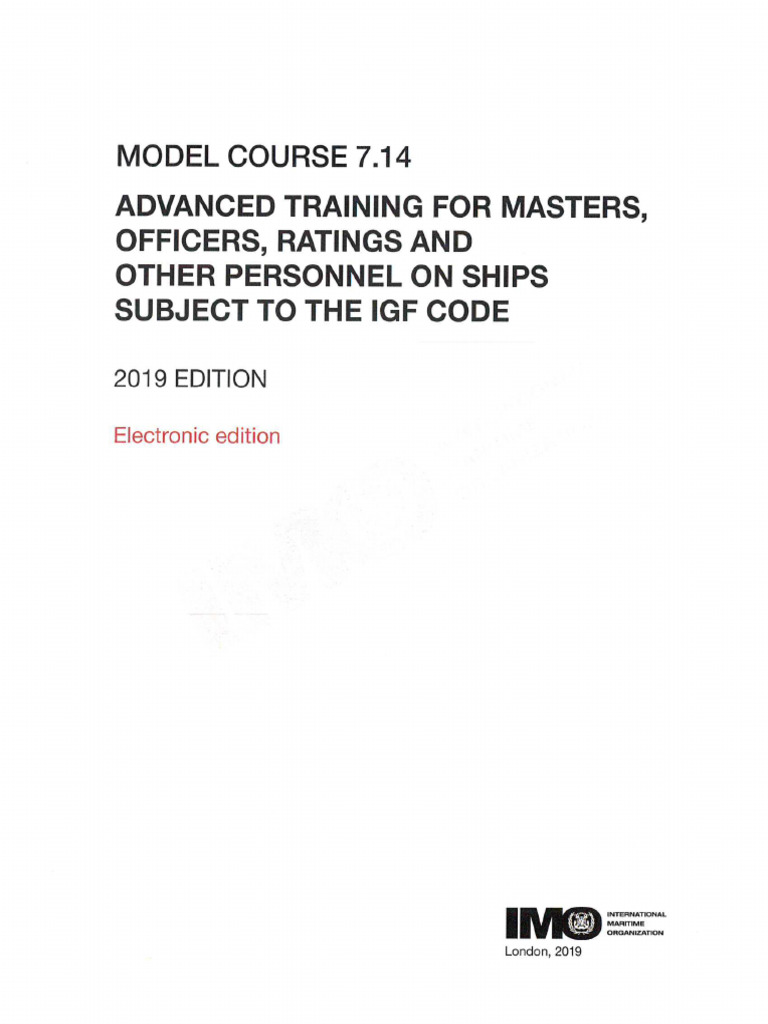 7.14 Advanced Tarining For Masters, Officers, Rarings and Other Personnel On Ships Subject To ...