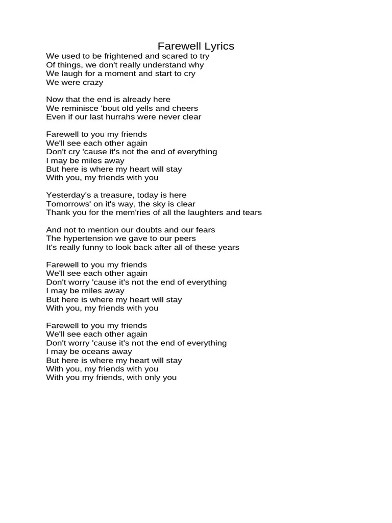Farewell Lyrics | PDF