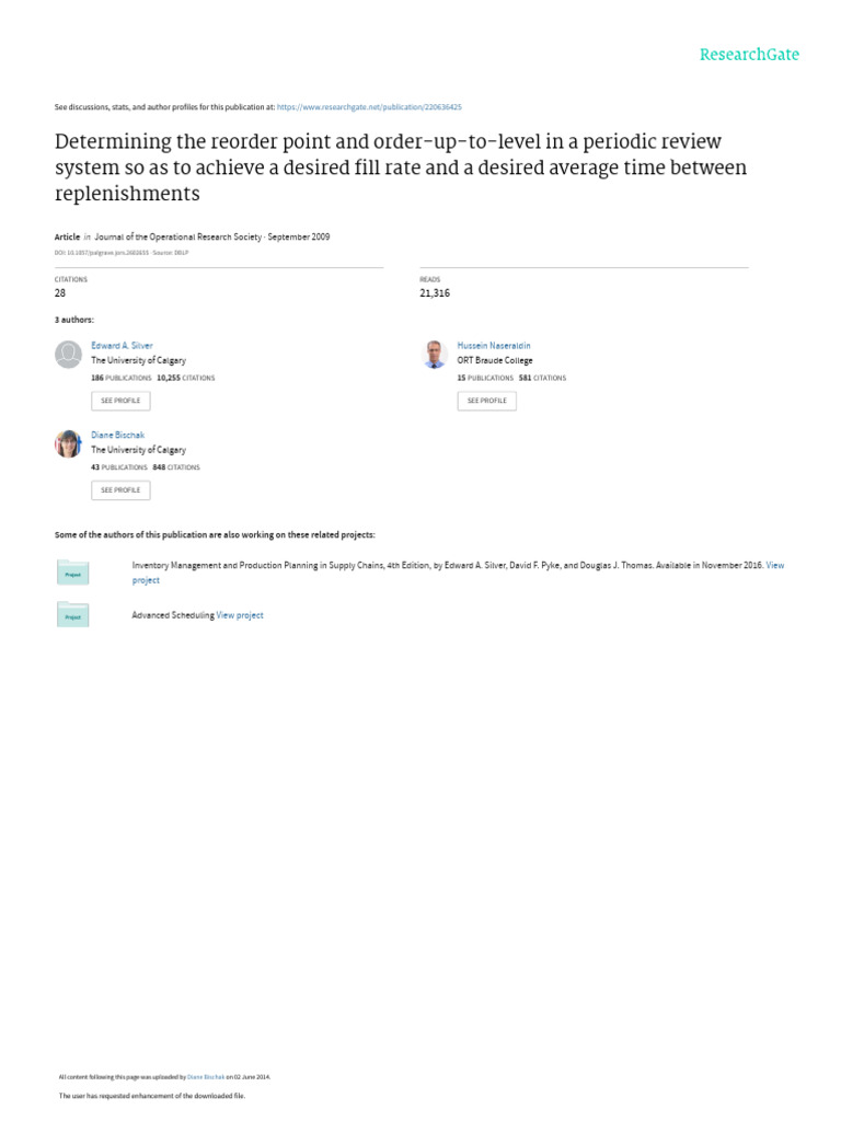 Determining The Reorder Point and Order-Up-To-Leve | PDF | Normal ...