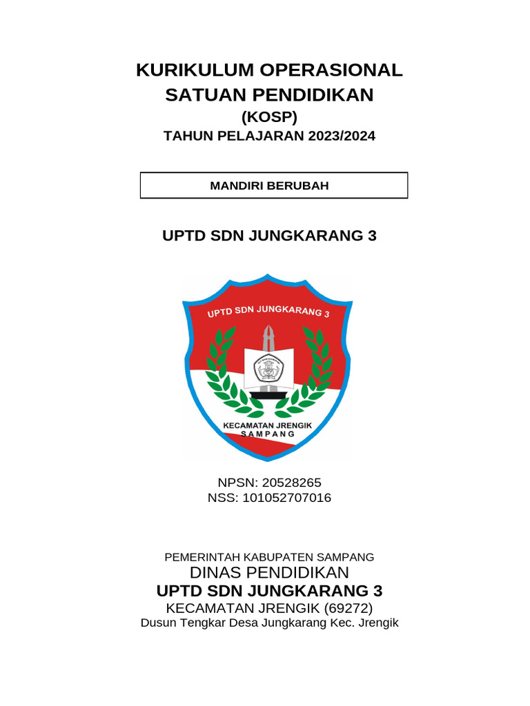 Kosp SDN Jungkarang 3 Tahun 2023-2024 | PDF