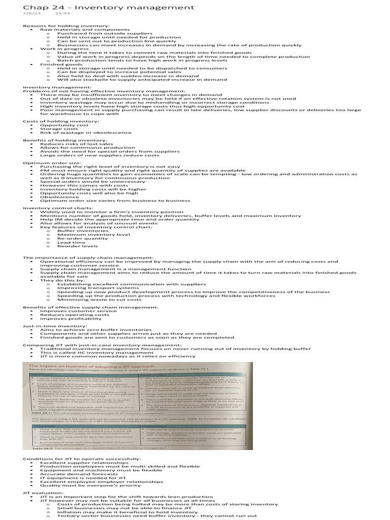Chap 24 - Inventory Management | PDF | Inventory | Lean Manufacturing