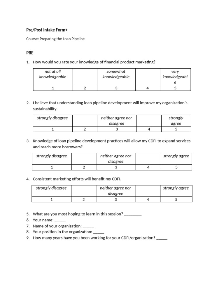 pre_post_intake_jn_061220323 | PDF | Loans | Demand For Money