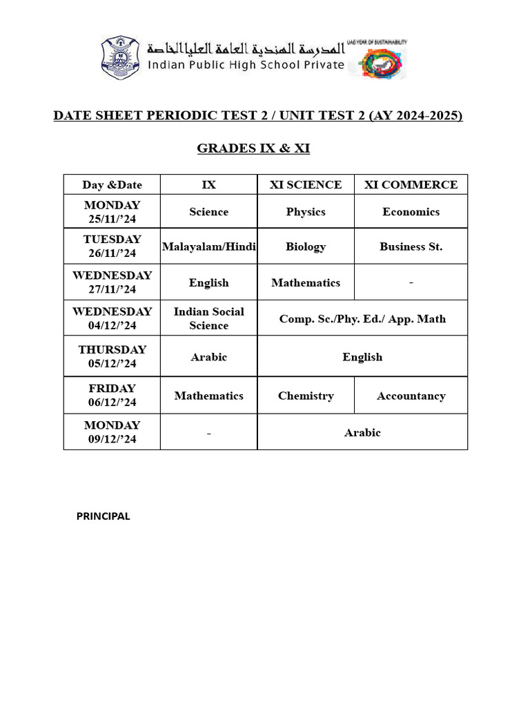 Datesheet GR 9 & 11 - PT2-UT2 AY 2024-25 | PDF