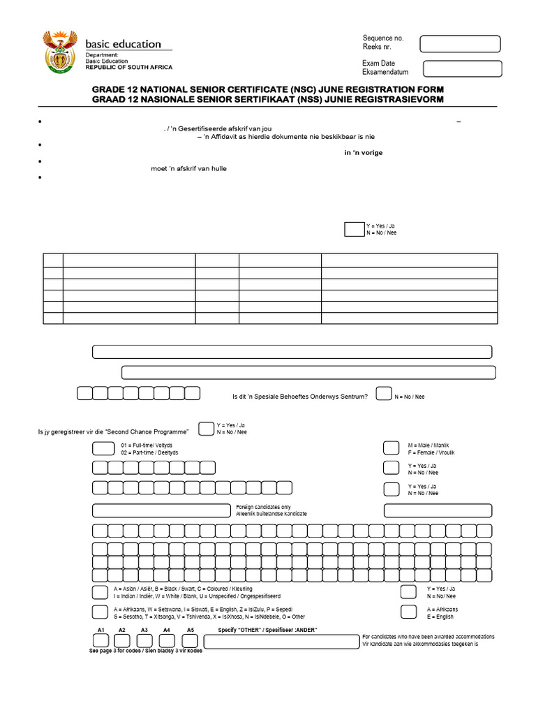 NSC June 2023 Registration Form | PDF | Disability | Attention Deficit ...