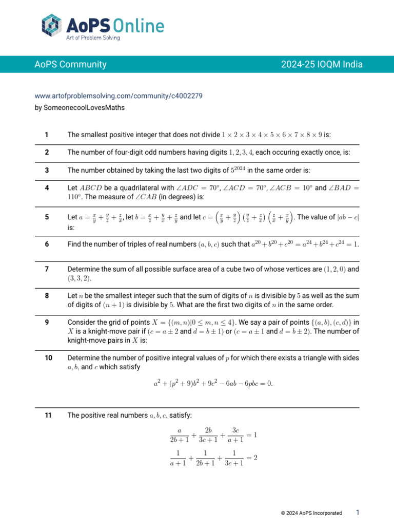 Ioqm Ans Uimo Papers Past 5 Years | PDF | Numbers | Triangle
