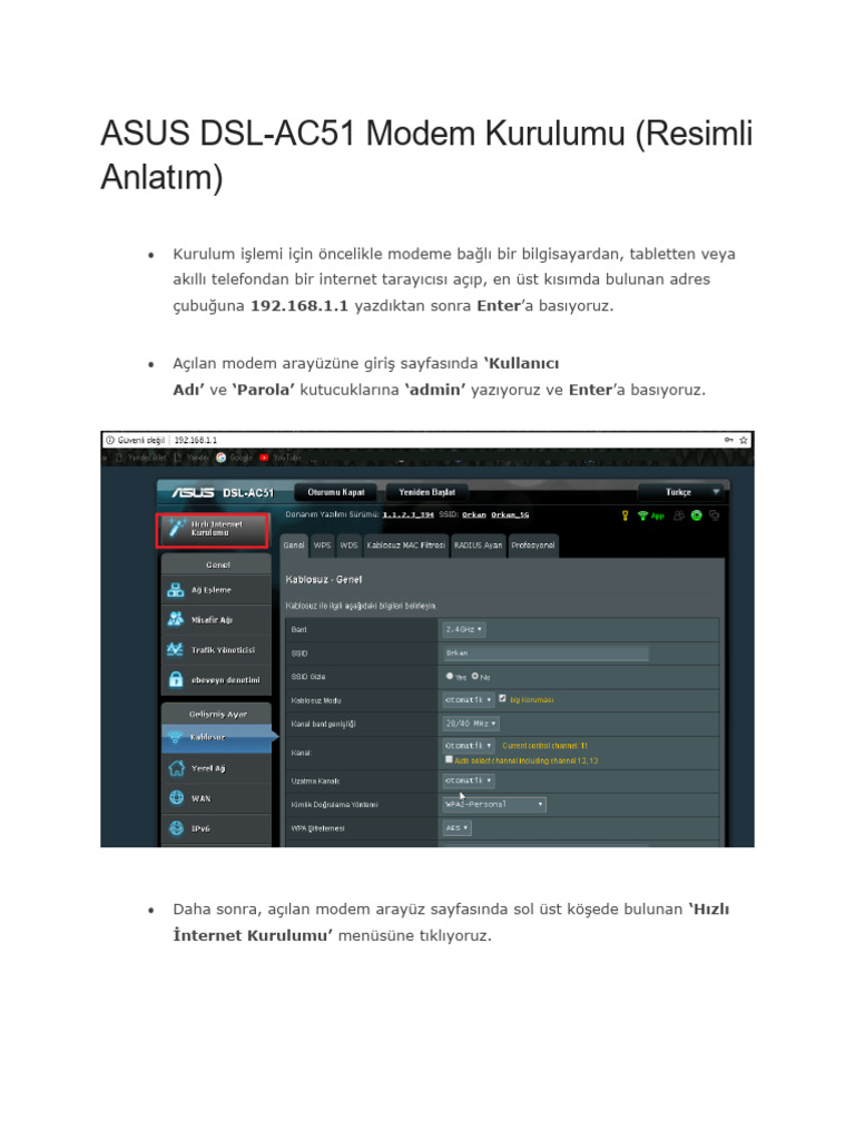 Asus DSL Ac51 Modem Kurulumu | PDF