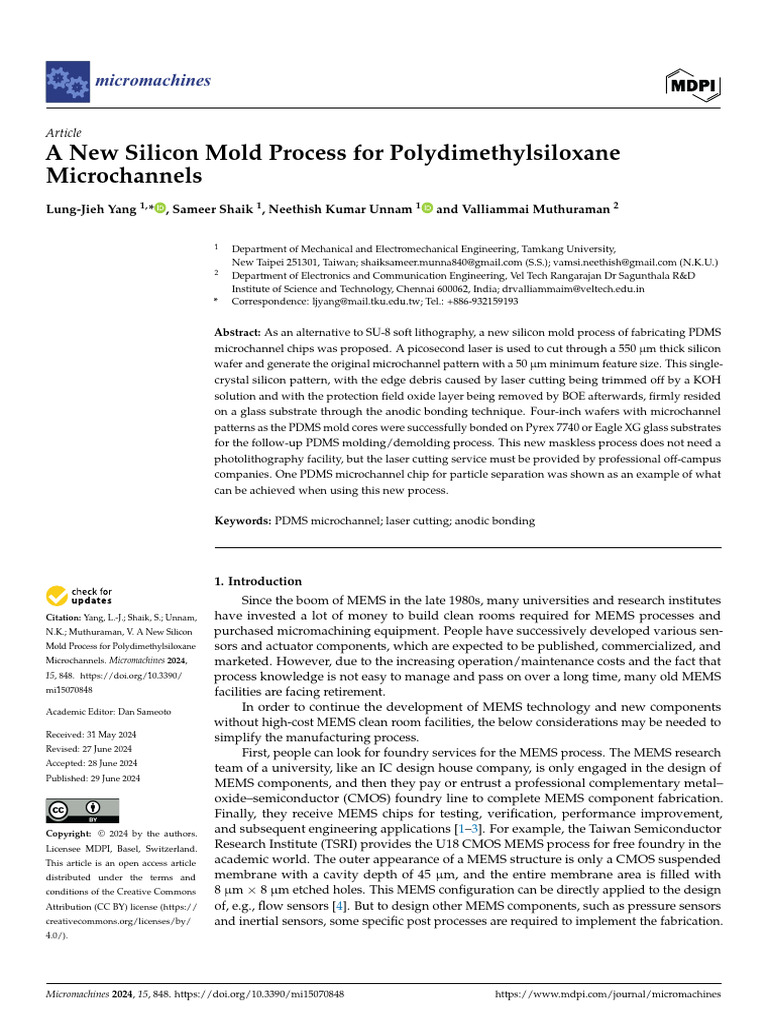 Micromachines 15 00848 v2 | PDF | Photolithography | Semiconductor Device Fabrication