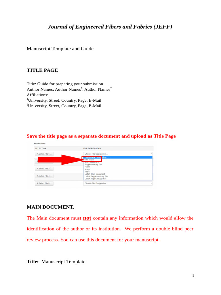 JEFF - Manuscript Template and Guide First Submission | PDF | Abstract ...