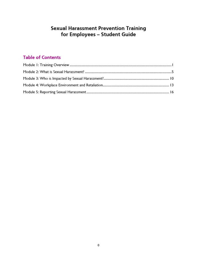 Sexual Harassment Prevention Training Guide | PDF | Sexual Harassment ...