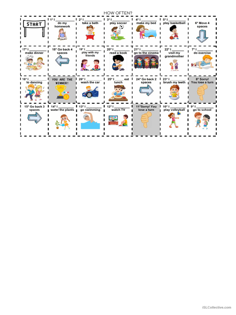 Frequency Adverbs Boardgame | PDF