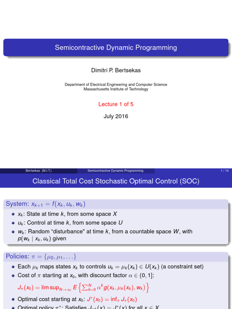 Semicontractive Lecture1 | PDF | Dynamic Programming | Numerical Analysis