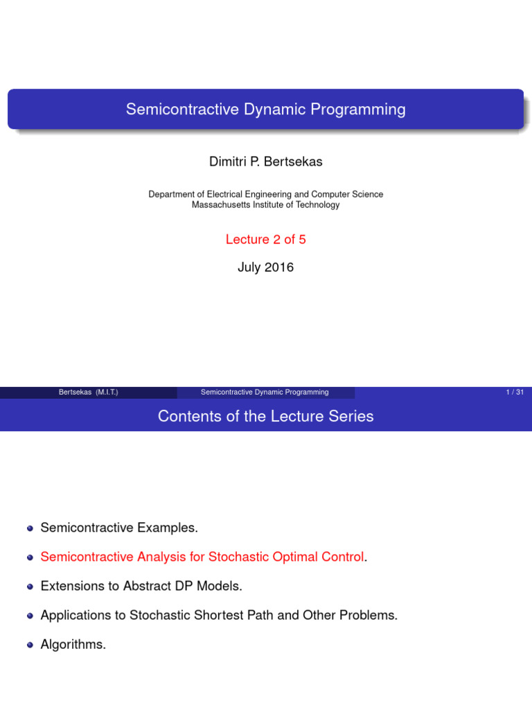 Semicontractive_Lecture2 | PDF | Dynamic Programming | Mathematical Optimization