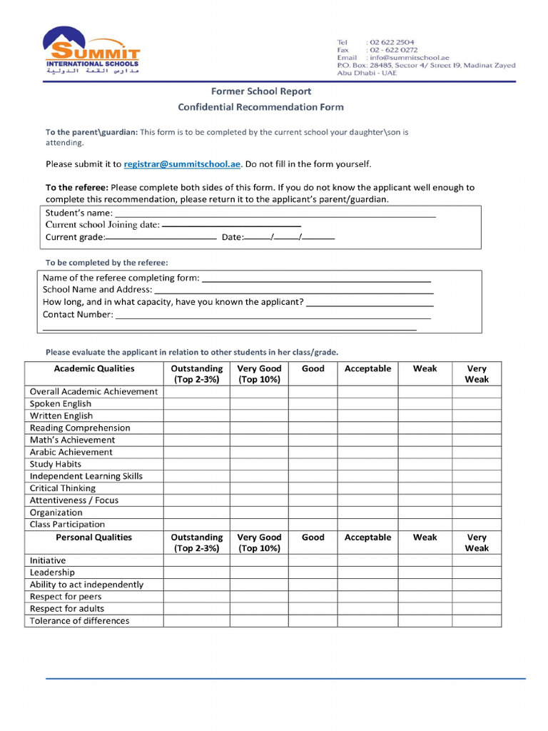 Recommendation Form | PDF