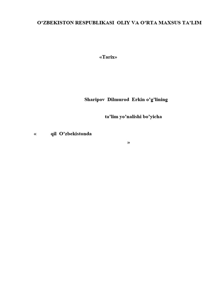 Portal.guldu.uz Bitiruv Malakaviy Ishi | PDF