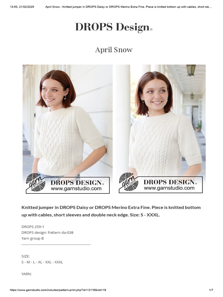 April Snow - Knitted jumper in DROPS Daisy or DROPS Merino Extra Fine ...