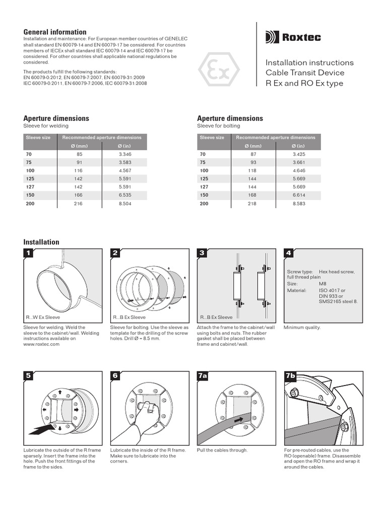 ASS2005002601 H Roxtec R Ex and RO Ex Installation Instruction EN | PDF | Screw | Mechanical ...