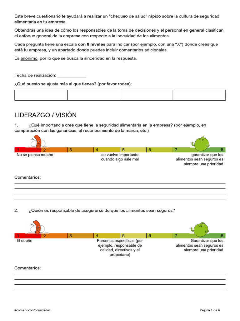 Cuestionario Cultura alimentaria-DMIA | PDF | Seguridad alimenticia | Cuestionario