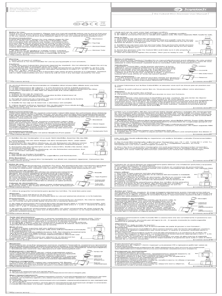 Cuboid Mini Atomizer Manual | PDF