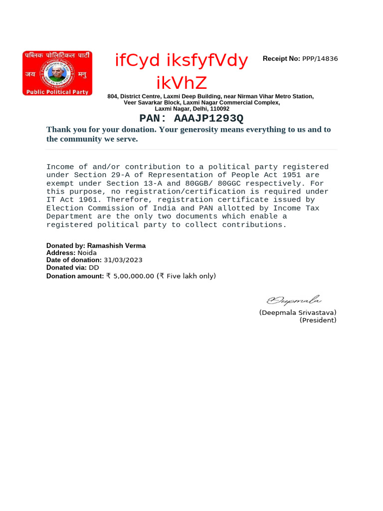 Receipt Ramashish | PDF