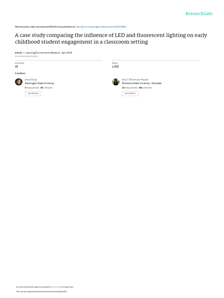 A Case Study Comparing The Infuence of LED and Fuorescent Lighting On ...