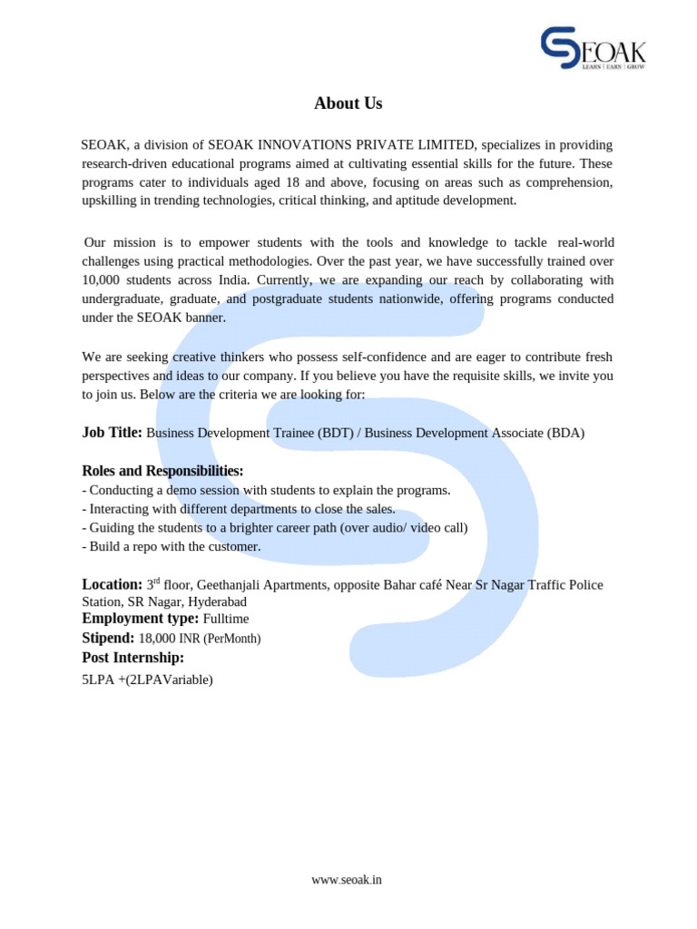 Job Description-SEOAK | PDF