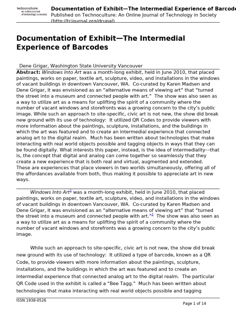 Intermedial Art Experience with QR Codes | PDF | Barcode | Computing