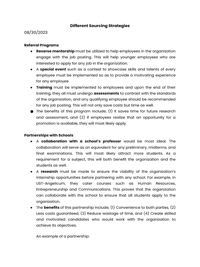 Different Sourcing Strategies | PDF | Business | Social Psychology