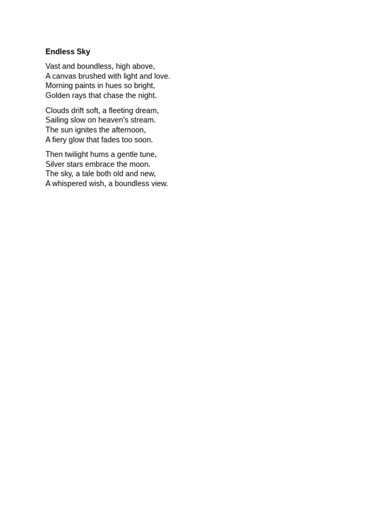 Endless Sky: A Poetic Journey | PDF