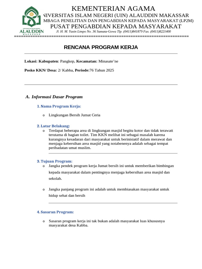 02 Rancangan Program Kerja 4 | PDF
