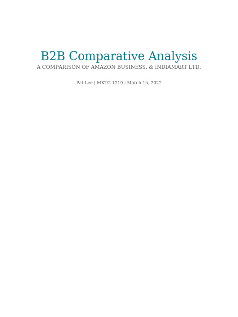 B2B Comparative Analysis - Assignment 1 Template | PDF | Procurement ...