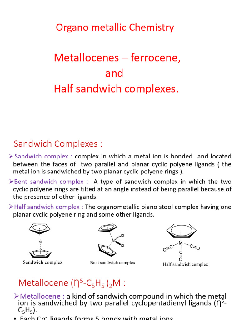Metallocene - Ferrocene, Half Sandwich Complex | PDF | Physical Chemistry | Physical Sciences