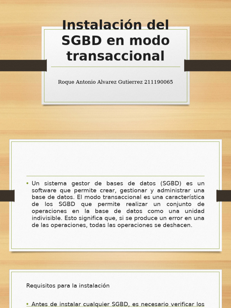 Instalación Del SGBD en Modo Transaccional | PDF | Archivo de computadora | Bases de datos