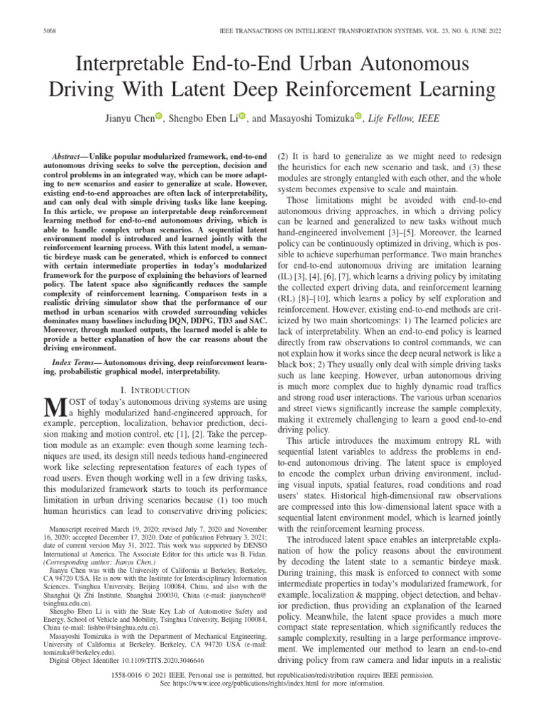 Interpretable_End-to-End_Urban_Autonomous_Driving_With_Latent_Deep_Reinforcement_Learning | PDF ...