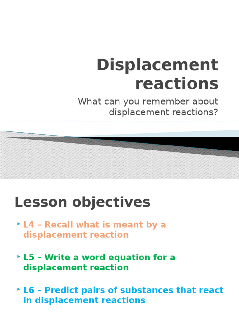 Displacement Reactions Lesson | PDF | Chemical Reactions | Oxide